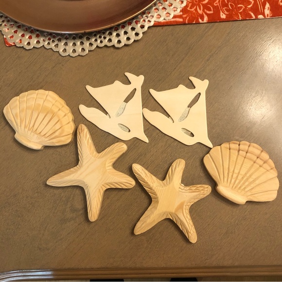Art | Set Bundle Of Wooden Seashell Sailboat Craft Art Pieces | Poshmark